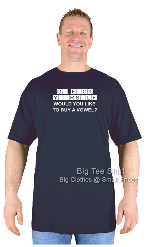 Buy A Vowel | Black | Big Tee Shirt | T-Shirt | L to 8XL